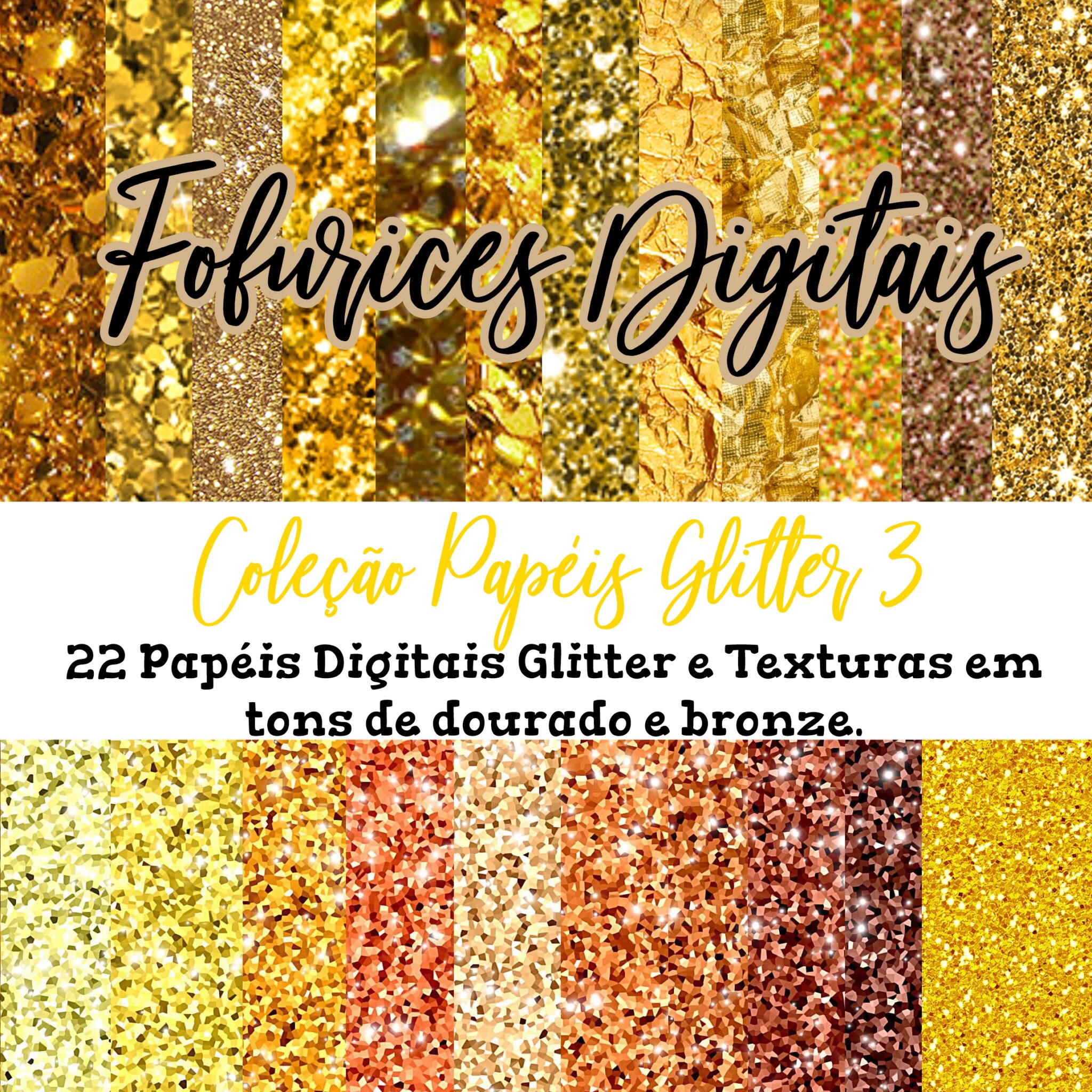 Combo Papéis Digitais Glitter 4 Kits, ao todo 68 papéis digitais e ...